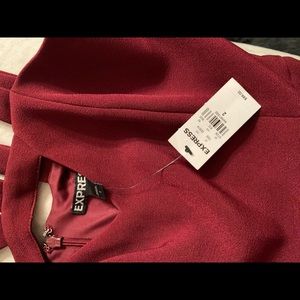 Express | Dresses | Nwt Maroon Jumpsuit With Crisscross Neck | Poshmark
